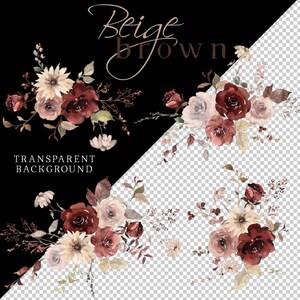 Boho Autumn Flowers Clipart Taupe Brown Marsala Blush Watercolor Wild ...