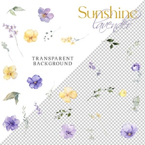 Yellow Lavender Floral Clipart Watercolor Flowers Clip Art Spring ...