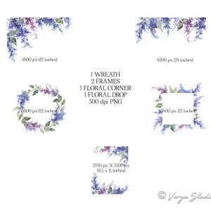 Lilac Clipart Watercolor Floral Clip Art Purple Violet Blue Pink ...