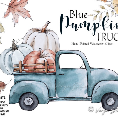 Red Pumpkin Truck Clipart Vintage Truck Svg Fall Autumn - Etsy