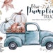 Blue Harvest Truck Watercolor Fall Clipart Pumpkin Truck Clipart Autumn ...