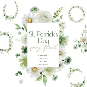 Spring Clipart St Patrick's Day Floral Clip Art Watercolor Shamrock ...