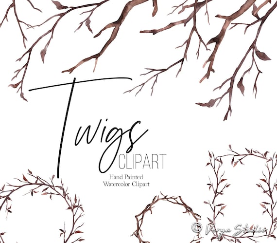 Twigs Clipart Watercolor Branches Clip Art Rustic Twig Borders - Etsy