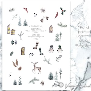 Scandinavian Christmas Clipart Watercolor Winter Clip Art Nordic Xmas ...