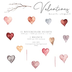 Valentines Day Clipart, Watercolor Valentine PNG, Valentine Heart ...