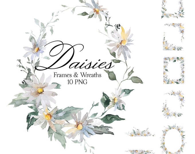 Daisy Flower Watercolor Clipart | Daisy Border | Daisy Flower PNG ...