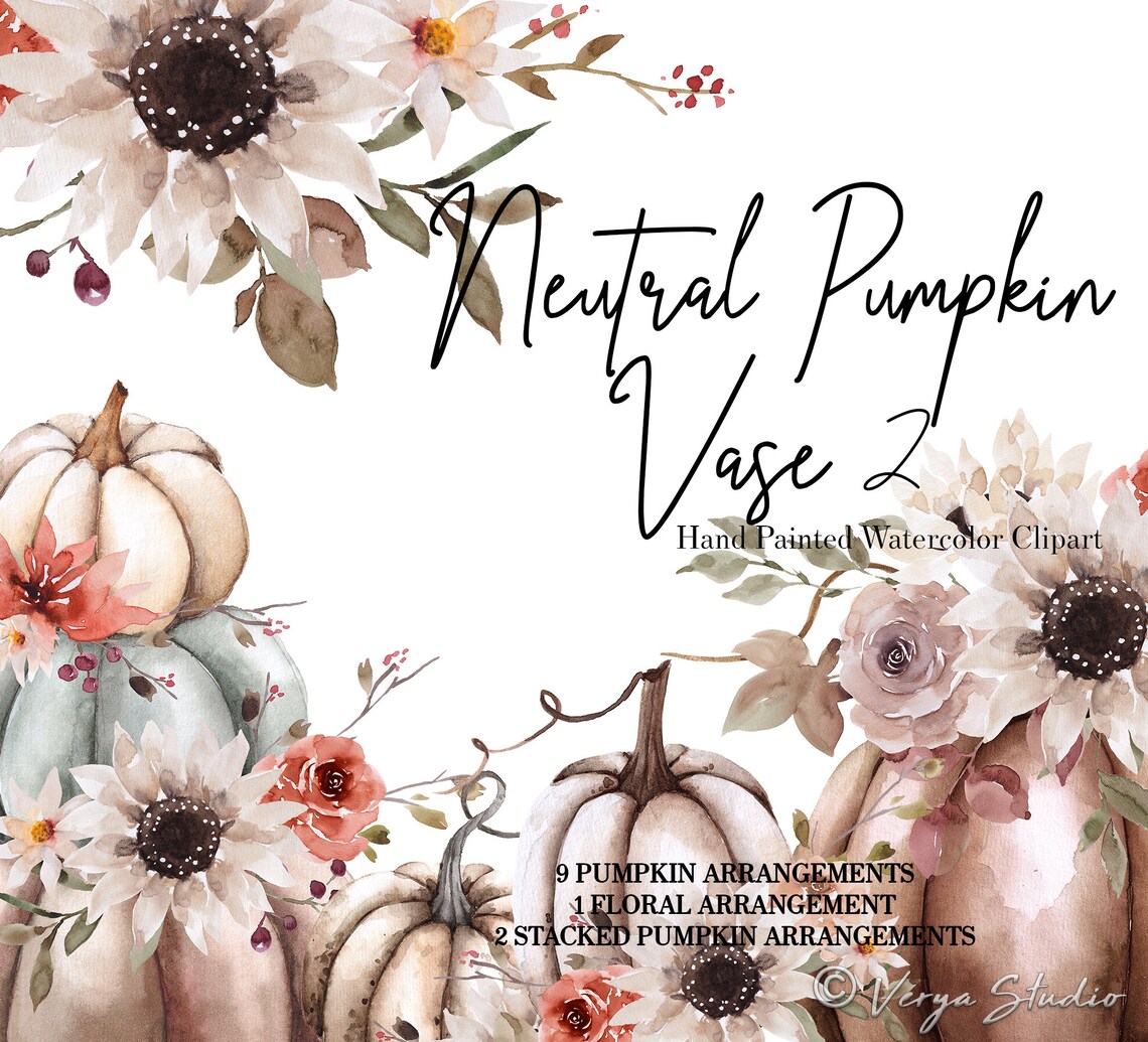 Watercolor Autumn Clipart Neutral Fall Clip Art White Blue | Etsy