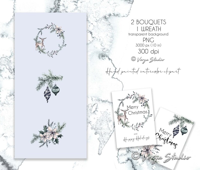 Scandinavian Christmas Clipart Watercolor Winter Clip Art | Etsy