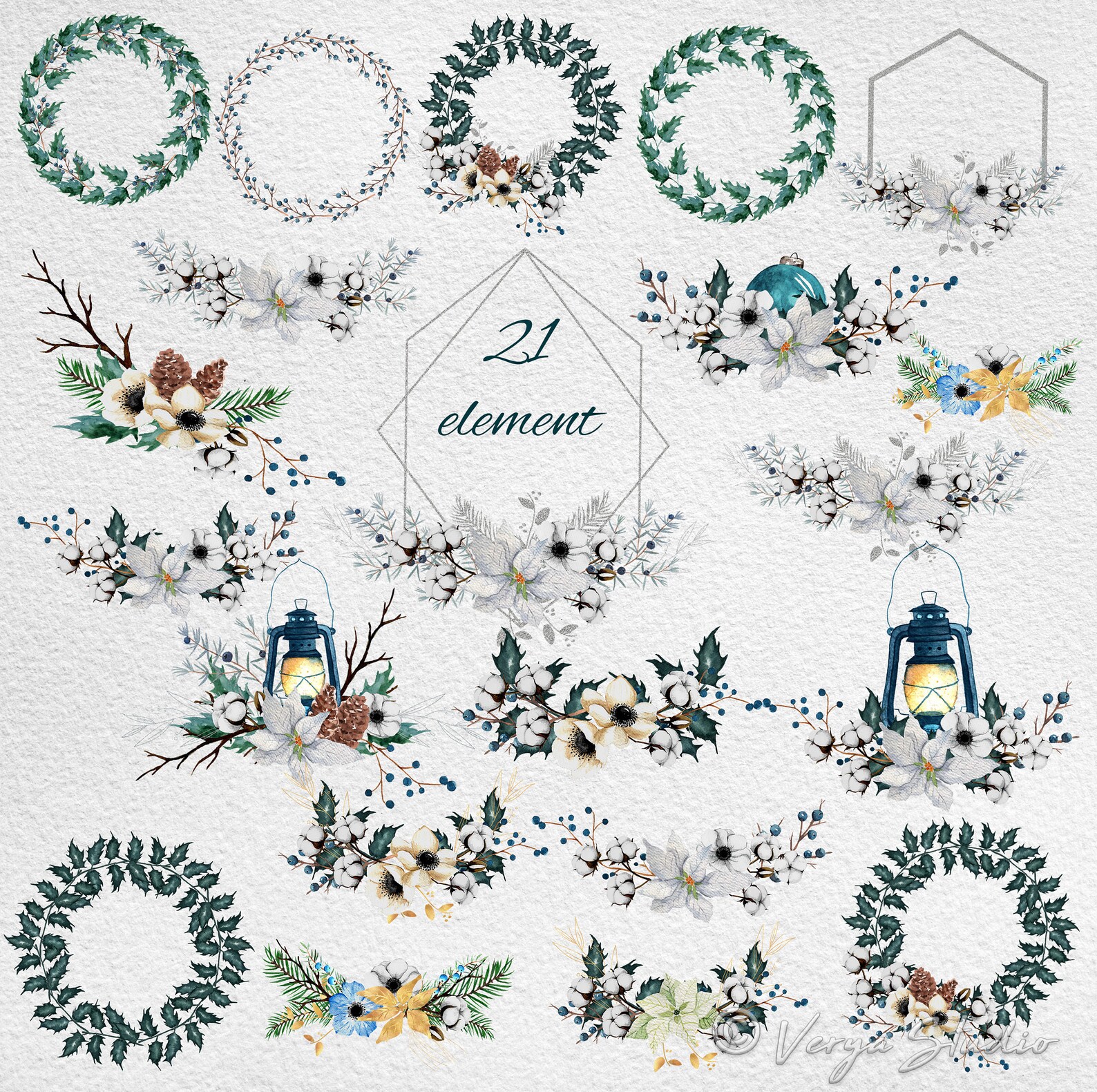 Christmas Clipart Watercolor Winter Clip Art Christmas Card - Etsy