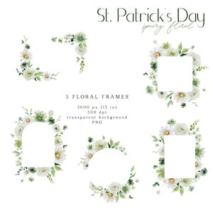 Spring Clipart St Patrick's Day Floral Clip Art Watercolor Shamrock ...