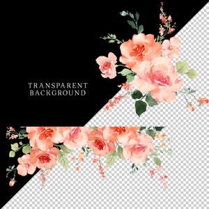 Peachy Floral Clipart Watercolor Peach Orange Flowers Clip Art Coral ...