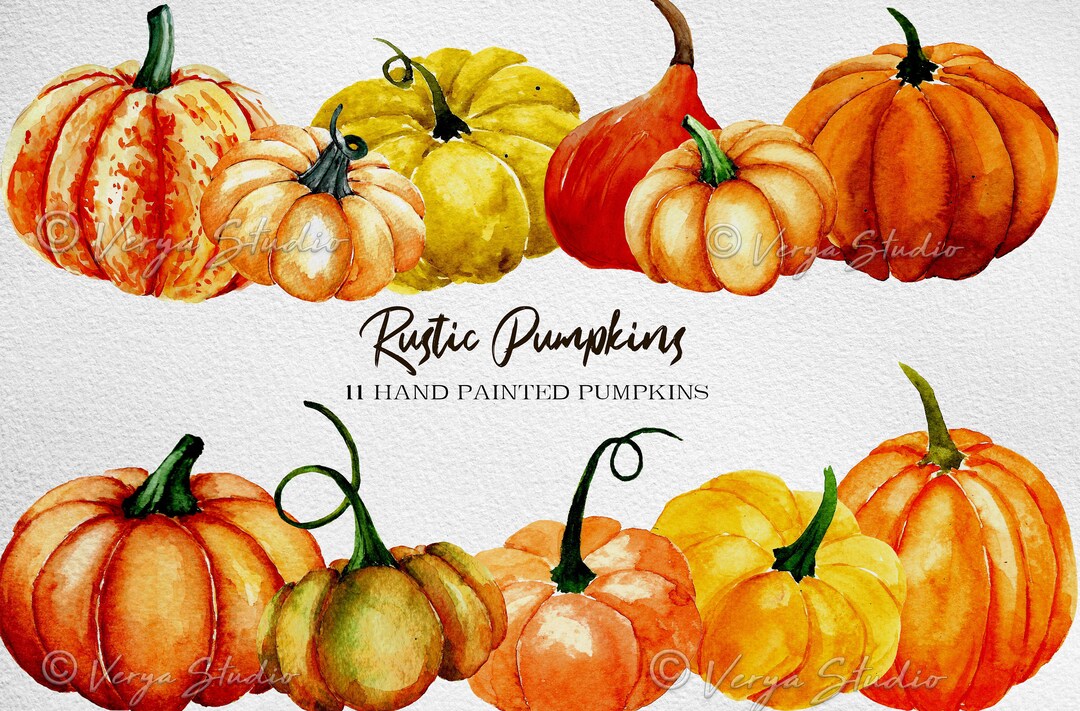 Watercolor Pumpkin Harvest Clipart. Pumpkins Arrangement. Autumn, Fall ...