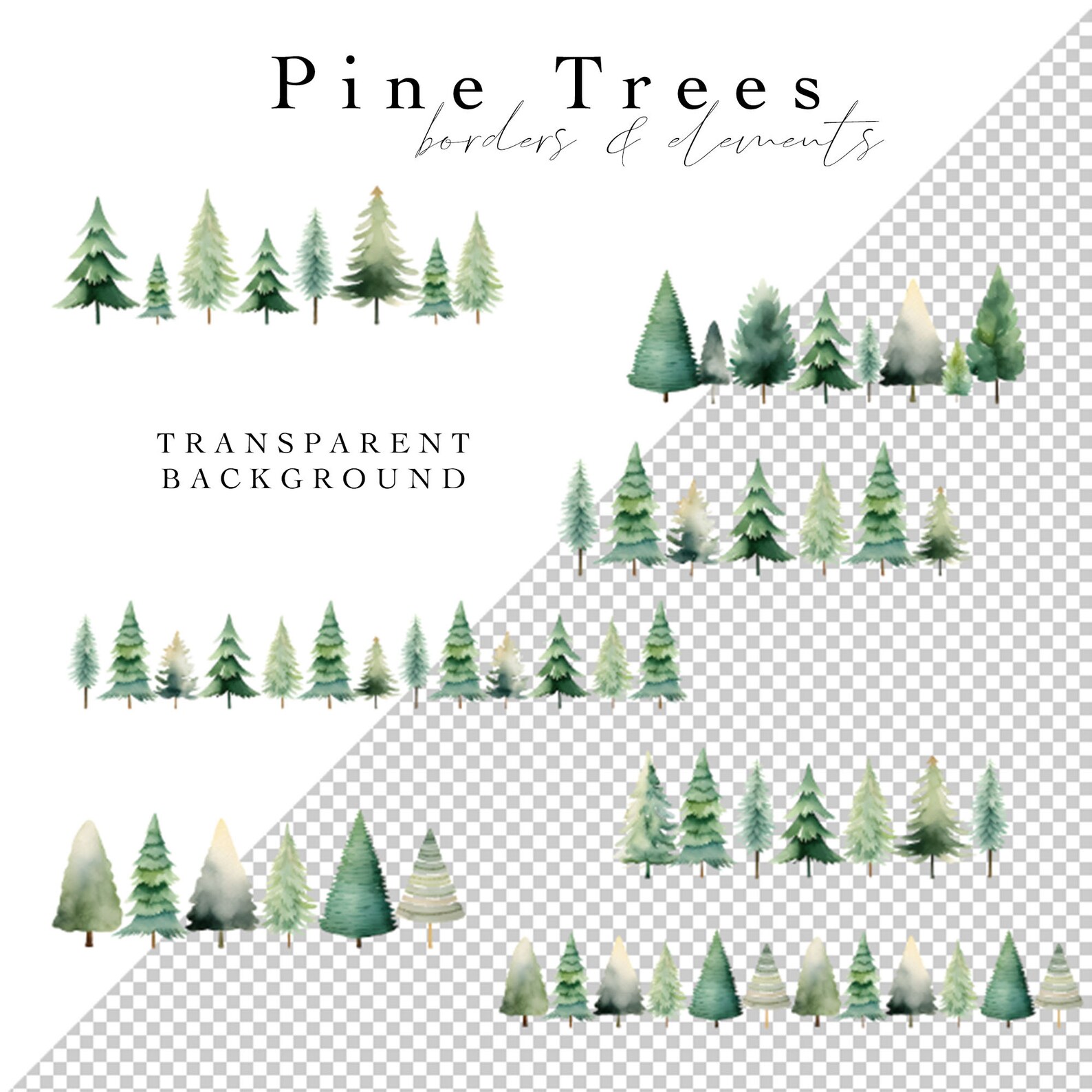 Pine Trees Clipart Christmas Trees Clip Art Watercolor Pine Tree ...