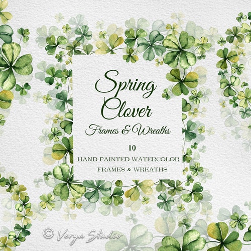 Lucky Clover Watercolor Clip Art/ St Patricks Day Clipart/ - Etsy