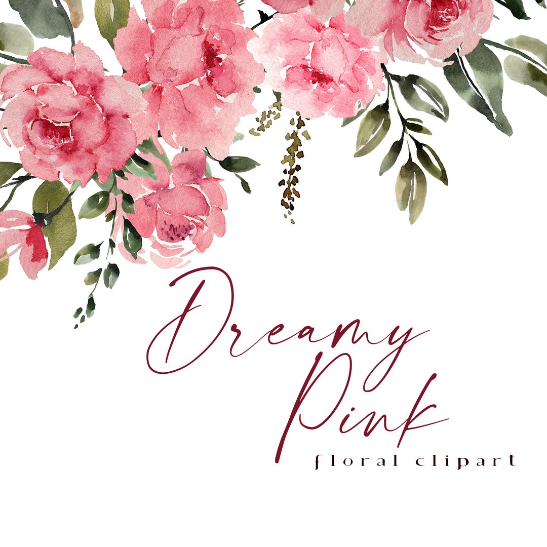 Watercolor Flower Blush Pink Roses Clipart Floral Clip Art Soft ...