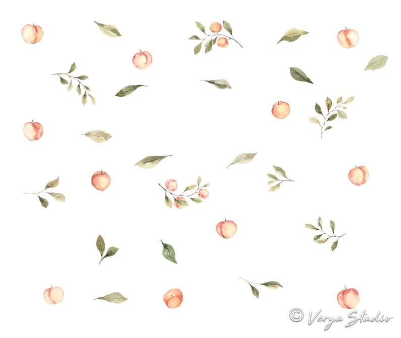 Peach Clipart Watercolor Fruit Clipart Peach Fruit Wreath Clip - Etsy ...