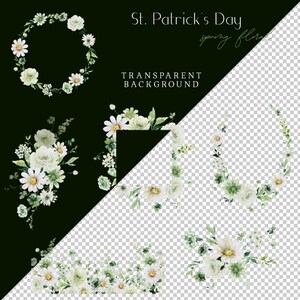 Spring Clipart St Patrick's Day Floral Clip Art Watercolor Shamrock ...