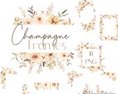Cream Flowers Frames Clipart Watercolor Floral Clipart - Etsy