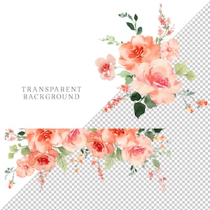 Peachy Floral Clipart Watercolor Peach Orange Flowers Clip Art Coral ...