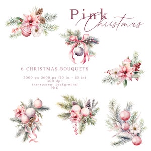 Pink Christmas Clipart Cozy Christmas Watercolor Clip Art Fireplace ...