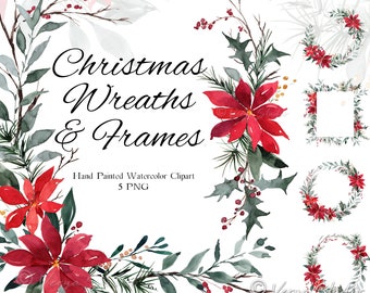 Watercolor Christmas Clipart Christmas Frame Clip Art Greeting Cards ...