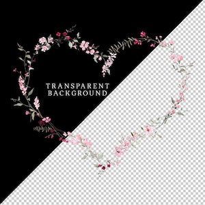 Wildflowers Heart Wreath, Watercolor Floral Clipart, Vilentines Day ...