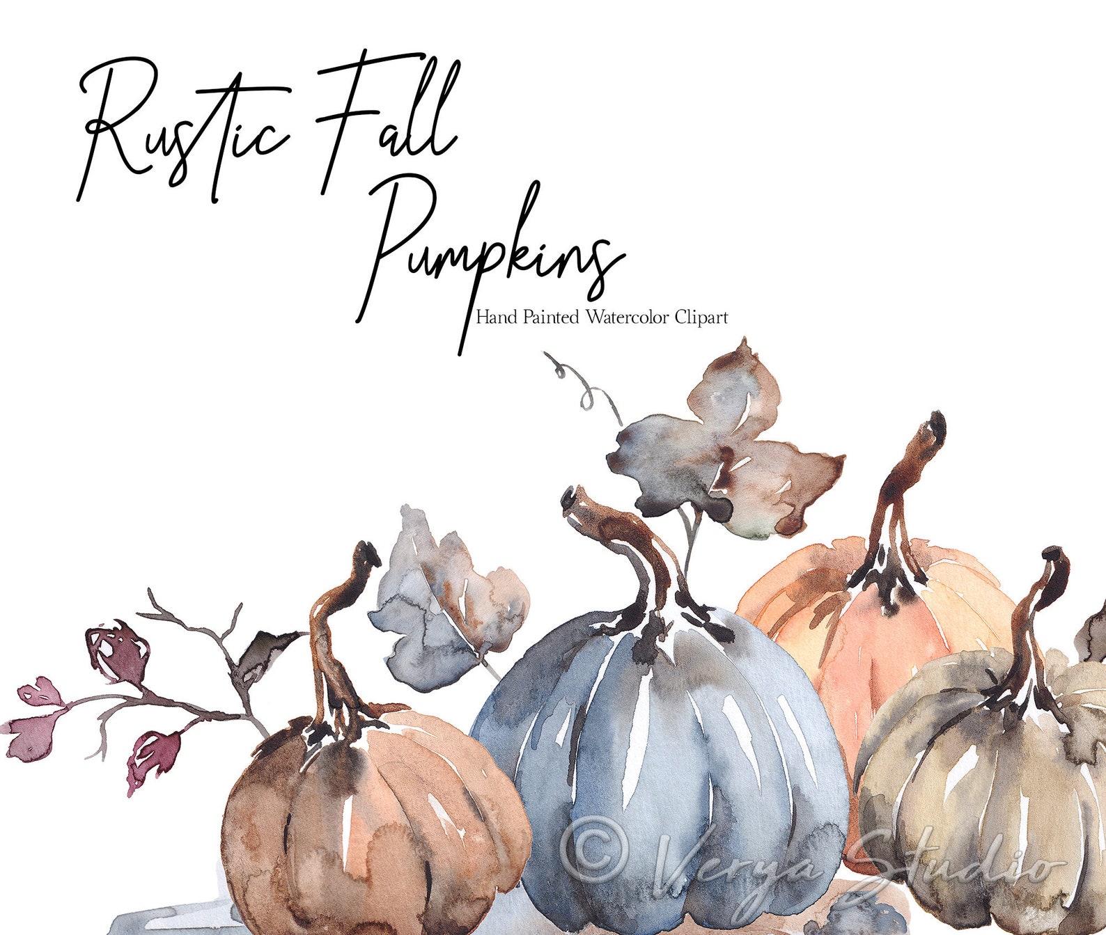 Fall Pumpkins Clipart Watercolor Pumpkin Clip Art Autumn - Etsy