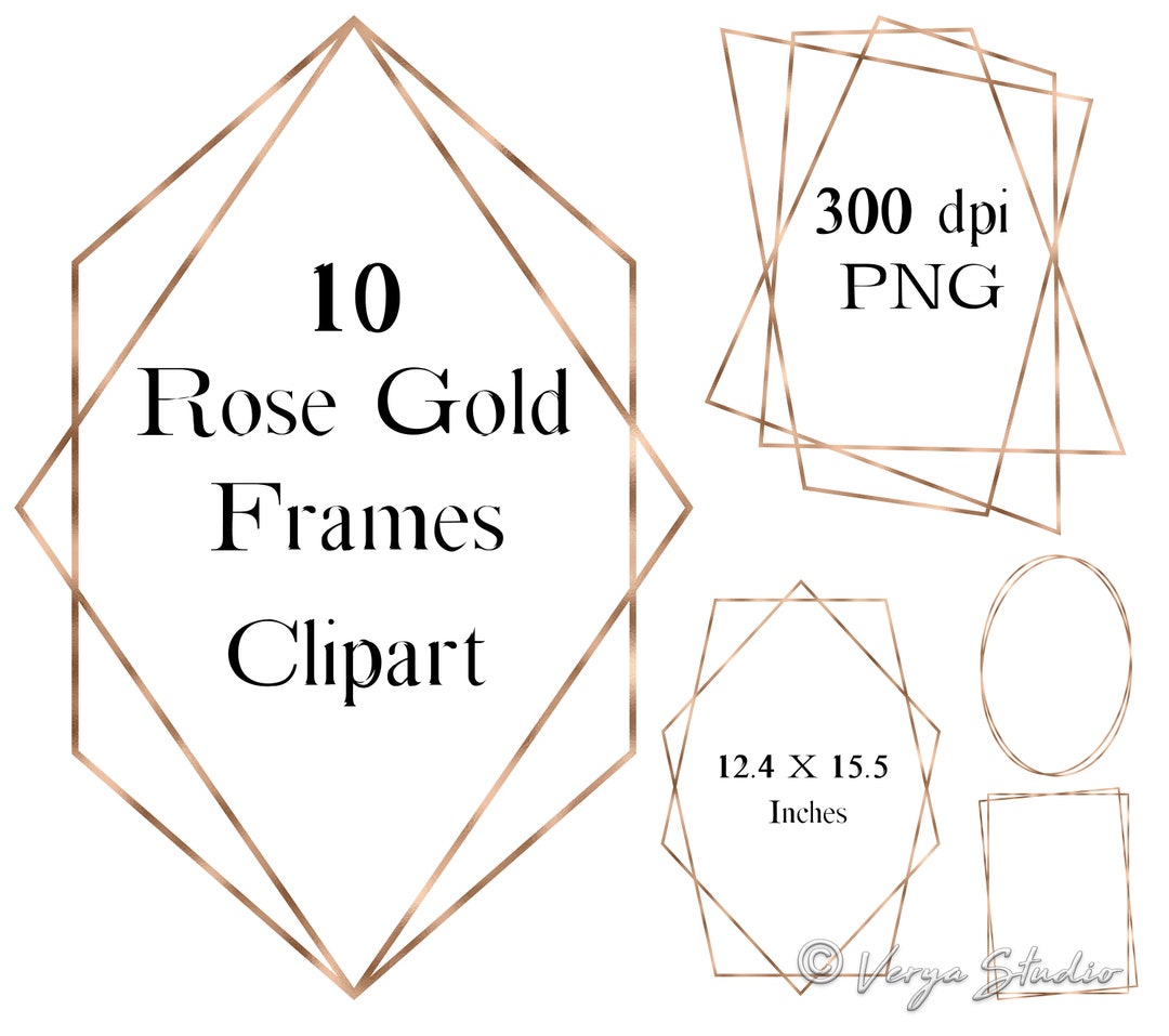 Rose Gold Frames Clipart Polygonal Gold Frames Clip Art Golden Frames ...