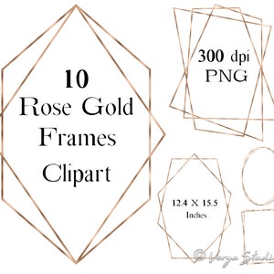 Rose Gold Frames Clipart Polygonal Gold Frames Clip Art Golden Frames ...