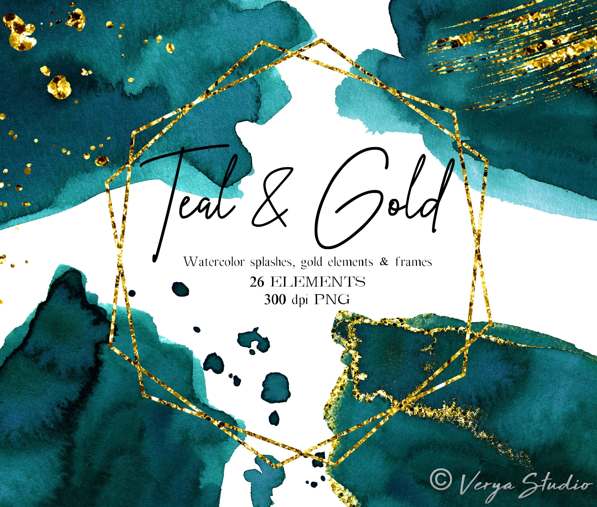 Green Watercolor Splashes