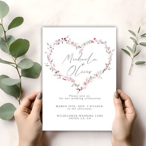 Wildflowers Heart Wreath, Watercolor Floral Clipart, Vilentines Day ...