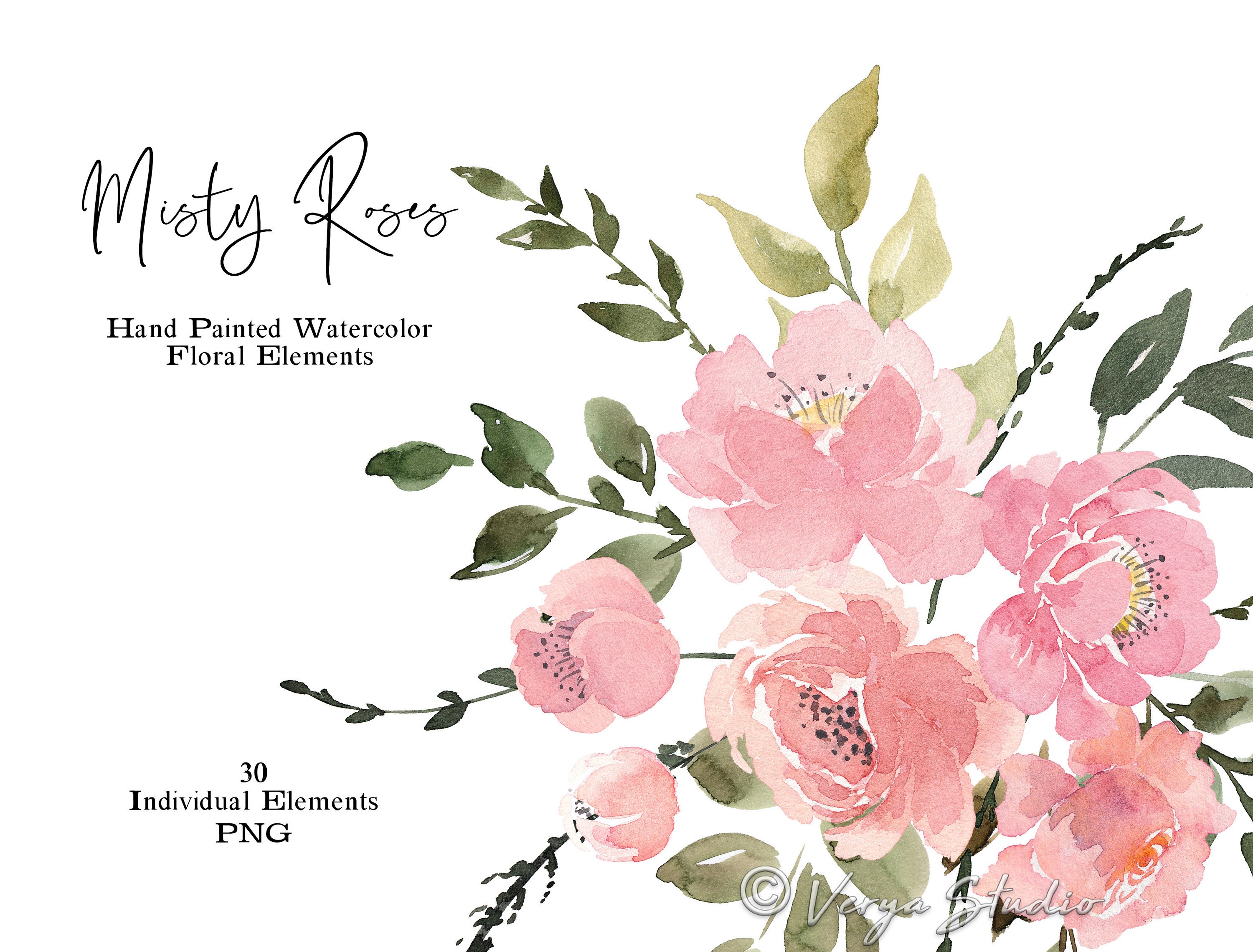 Craft Supplies & Tools Watercolor Roses Wedding Clipart Blush Flowers ...