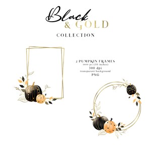 Gold & Black Pumpkins Clipart Elegant Fall Clip Art Halloween Clipart ...