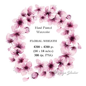 Sakura Spring Wreath Watercolor Floral Clipart Cherry Blossom - Etsy