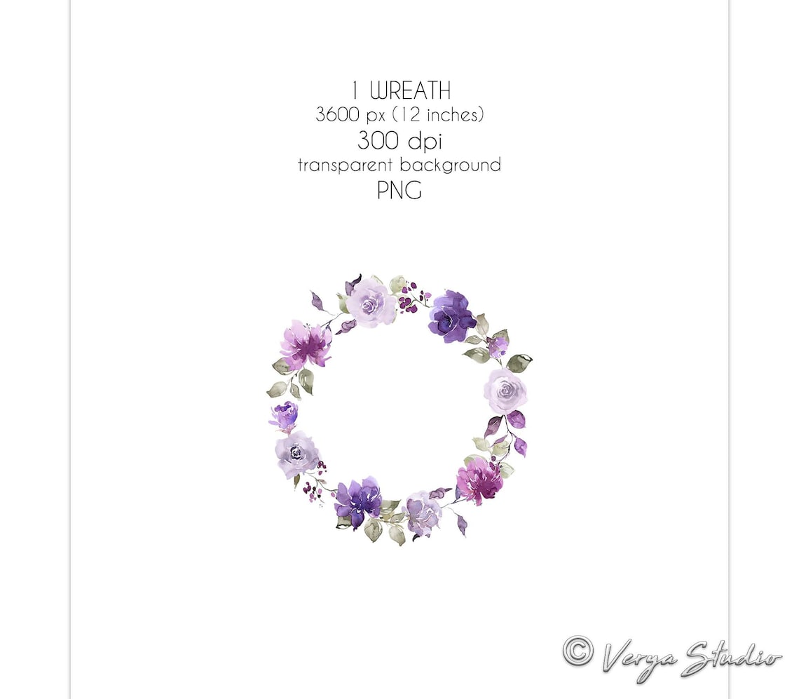 Purple Mauve Watercolor Flowers Clipart Floral Frames Clip Art Lilac ...