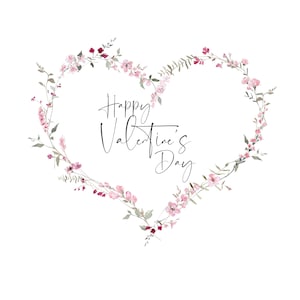 Wildflowers Heart Wreath, Watercolor Floral Clipart, Vilentines Day ...