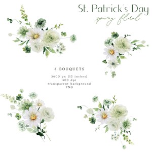 Spring Clipart St Patrick's Day Floral Clip Art Watercolor Shamrock ...