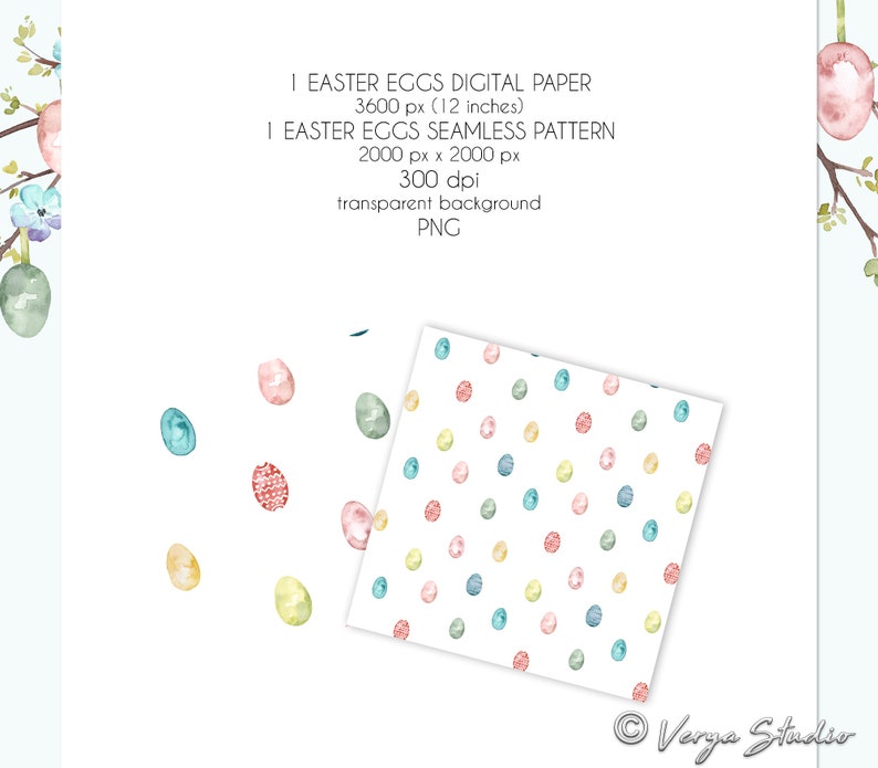 Easter Clipart Watercolor Spring Clip Art Easter Eggs Spring Floral ...