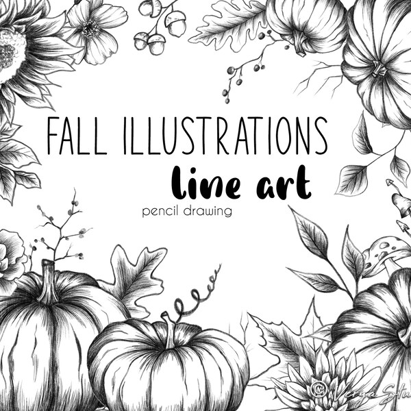 Line Art Autumn - Etsy