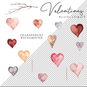 Valentines Day Clipart, Watercolor Valentine PNG, Valentine Heart ...