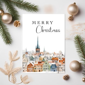 Christmas Clipart Scandinavian Winter City Village Houses Street Clip ...