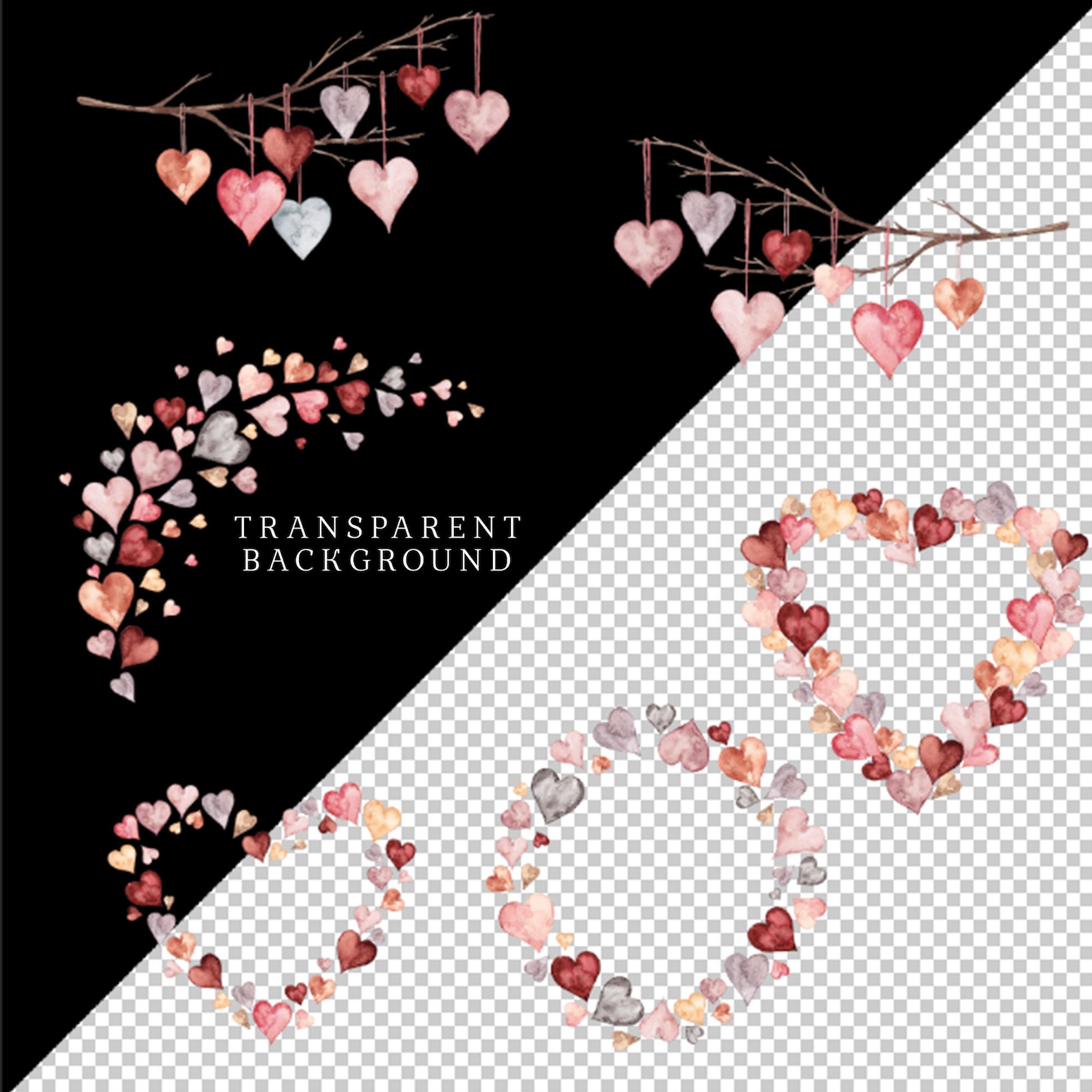 Valentines Day Clipart, Watercolor Valentine PNG, Valentine Heart ...