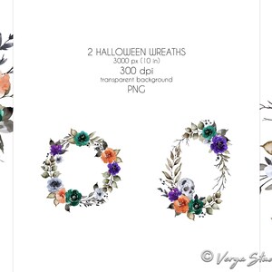 Halloween Clipart Emerald Purple Orange Black Watercolor Halloween Clip ...