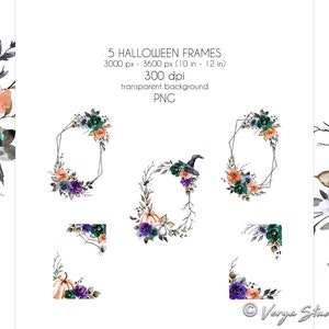 Halloween Clipart Emerald Purple Orange Black Watercolor Halloween Clip ...