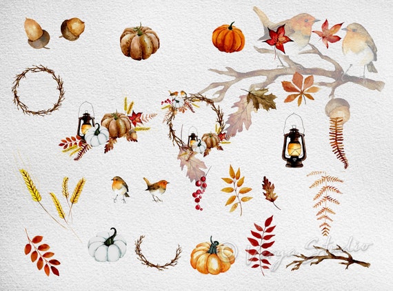 Papercraft Watercolor pumpkin png Autumn fall wreath frame clipart ...