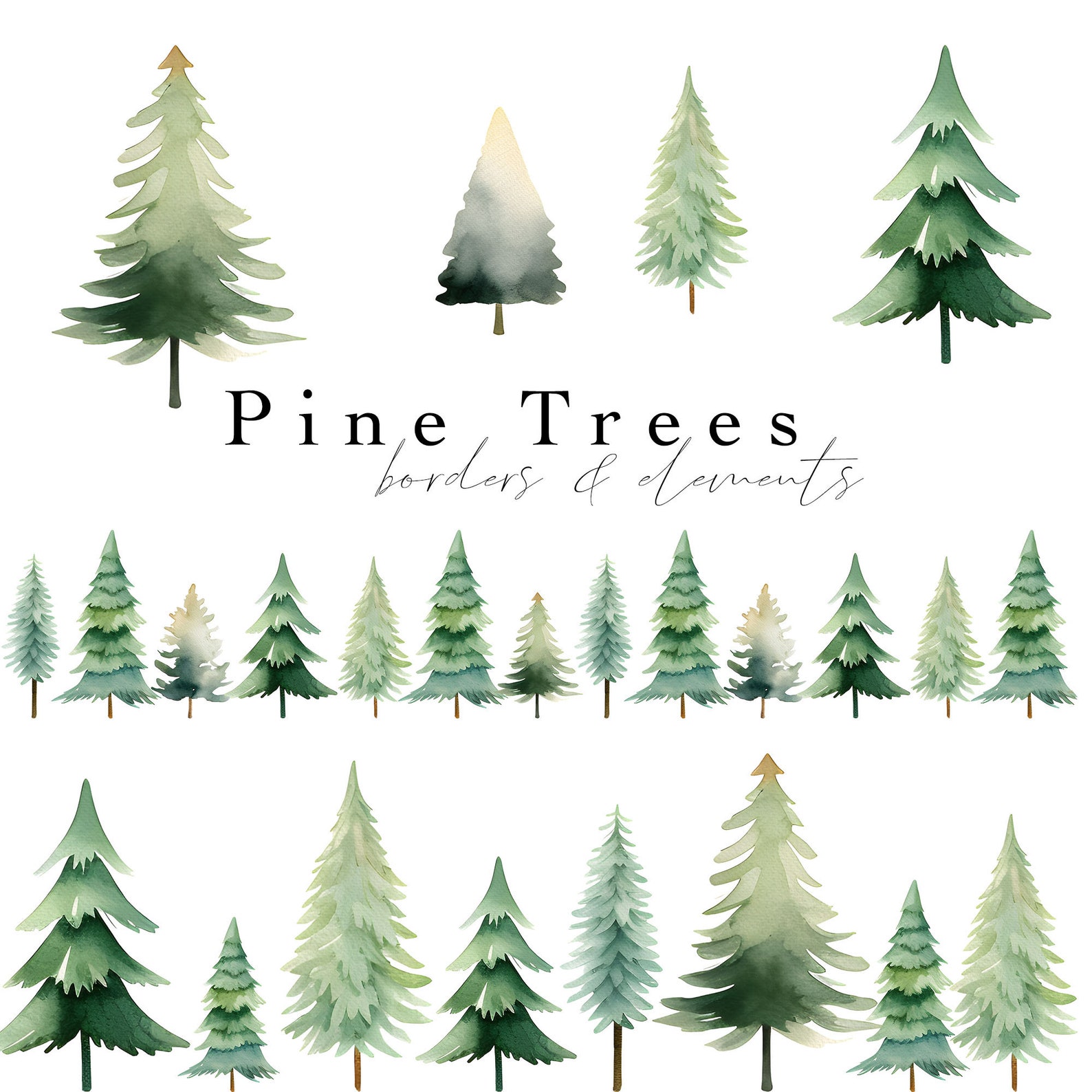 Pine Trees Clipart Christmas Trees Clip Art Watercolor Pine Tree ...