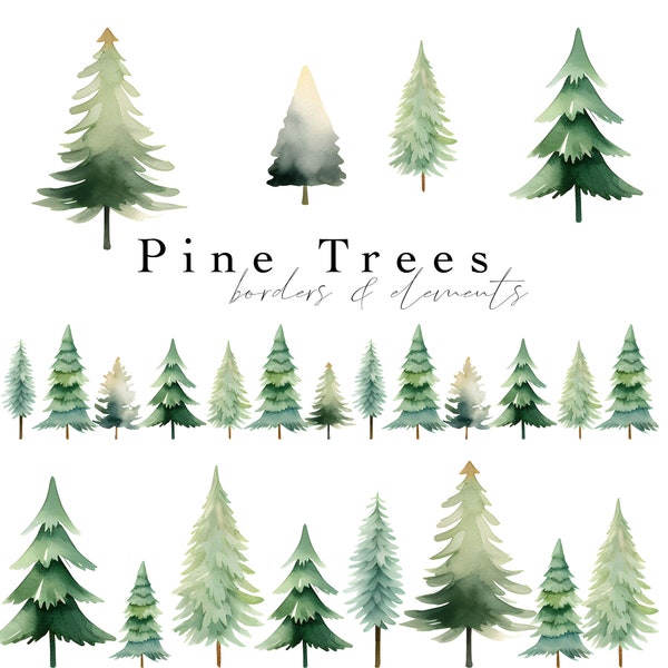 Tree Clip Art Border - Etsy UK