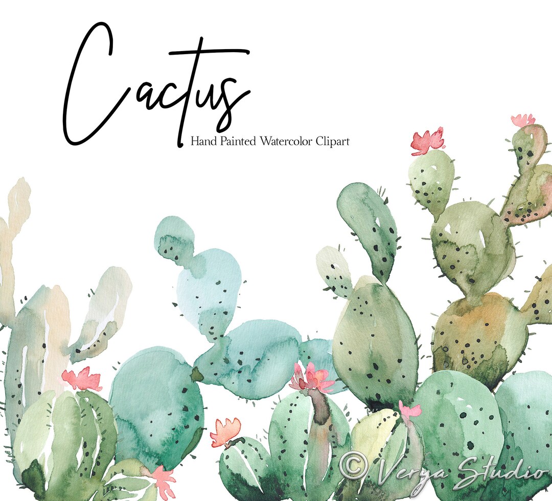 Cactus Clipart Watercolor Cacti Clip Art Summer Clipart Hand Painted ...