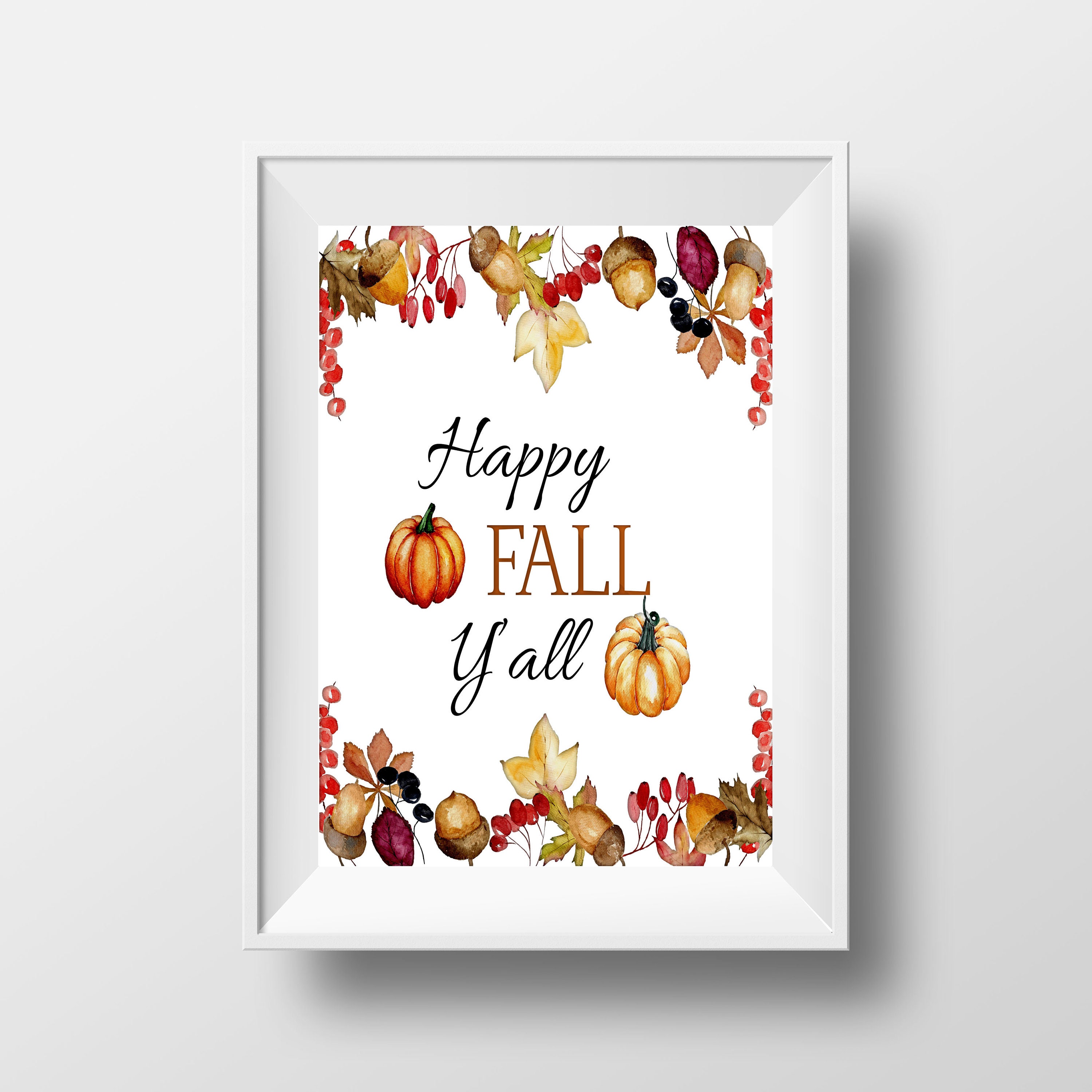 Fall Pumpkins Acorns Leaves & Berries Watercolor Clipart Set | Etsy