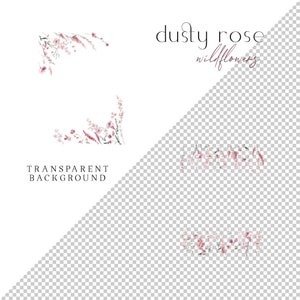 Dusty Pink Floral Frames Clipart Watercolor Wild Flowers Clip Art ...